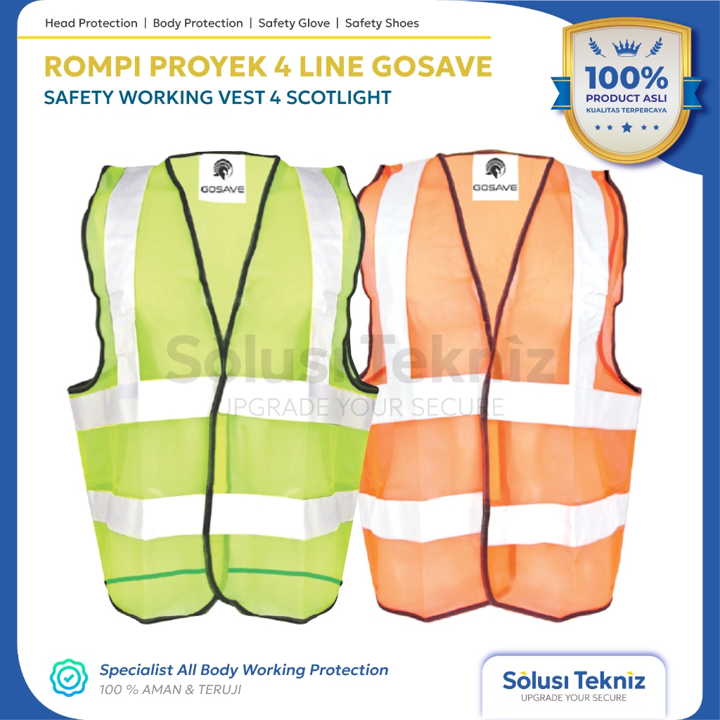 Jual Rompi Proyek Safety 4 Line Basic Scotlight / Vest Working Gosave ...