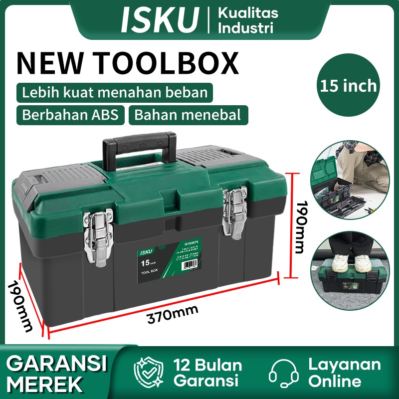 Jual ISKU New Toolbox large capacity 15 Inch Tool Box Plastik Tool Kit ...