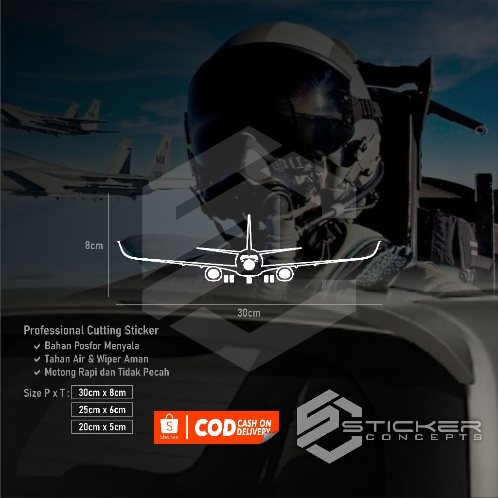 Jual Stiker Pesawat air force/boeing kaca belakang | sticker cutting ...