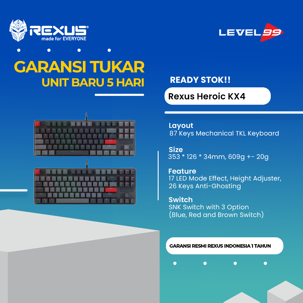Jual Rexus Keyboard Gaming Heroic KX4 | Shopee Indonesia