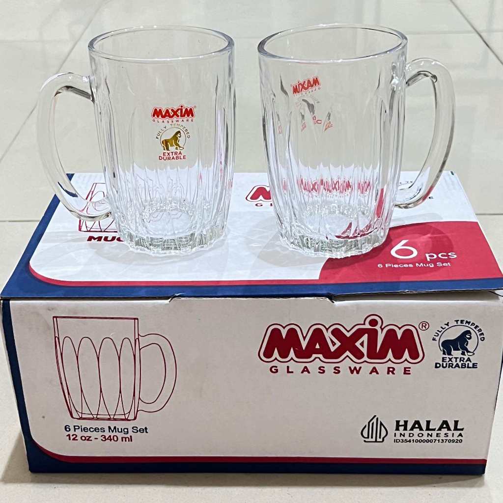 Jual Gelas Kaca Gagang Maxim Cangkir Kopi Gelas Teh Manis Dingin Panas 340ml BATAM | Shopee ...