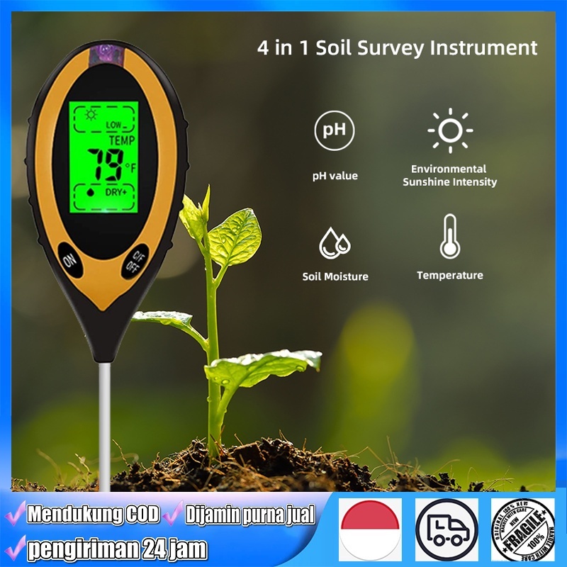 Jual Digital Soil Analyzer / Tester / Meter Alat Ukur pH Tanah 4 in 1 ...