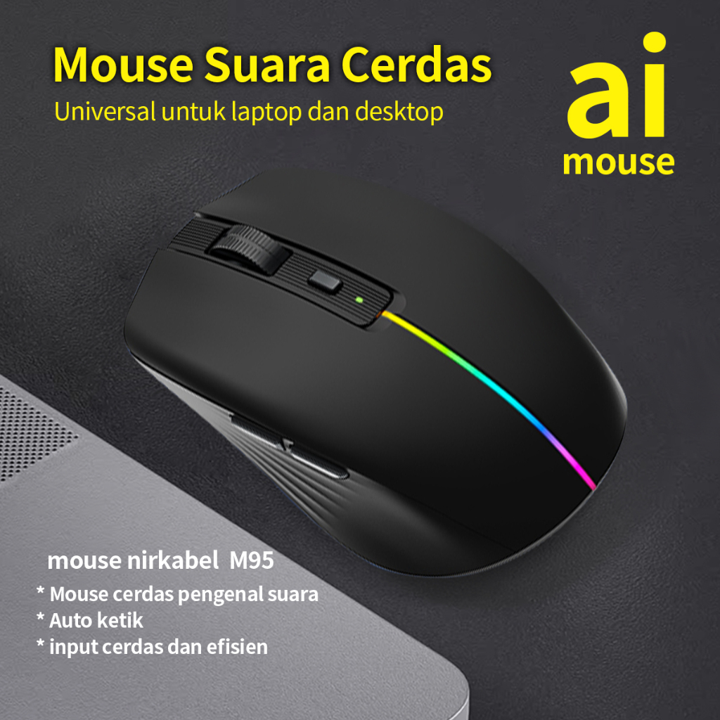 Jual MICLINK RULINK Mouse AI Cerdas Pengenal Suara-M95 Rechargeable ...