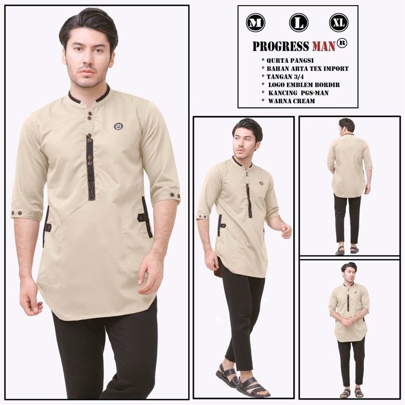 Jual baju koko qurta dewasa muslim gamis pria kurta pakistan lengan 3/4 ...