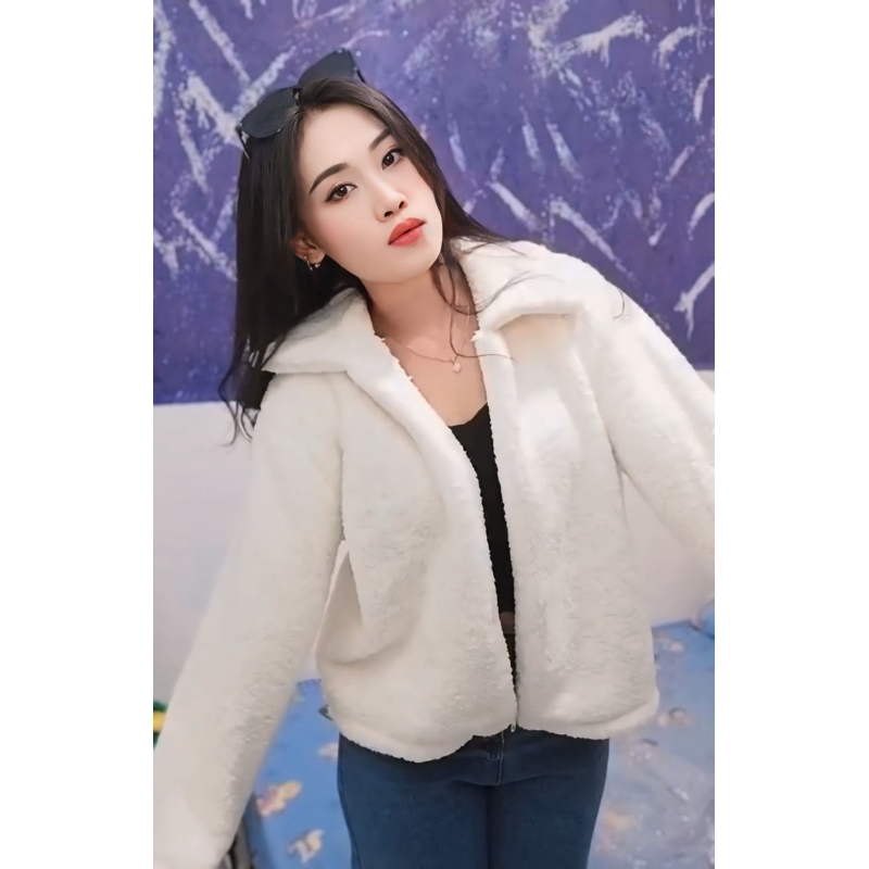 Jual Sweater Jacket Bulu Zip Crope Sherpa Bulu Domba | Shopee Indonesia