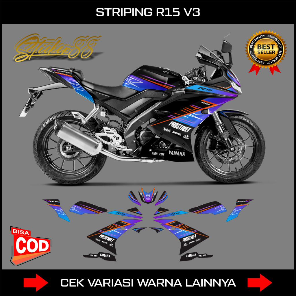 Jual STIKER STRIPING YAMAHA R15 V3 GRAFIS COSTUM NEW / STRIPING DECAL ...