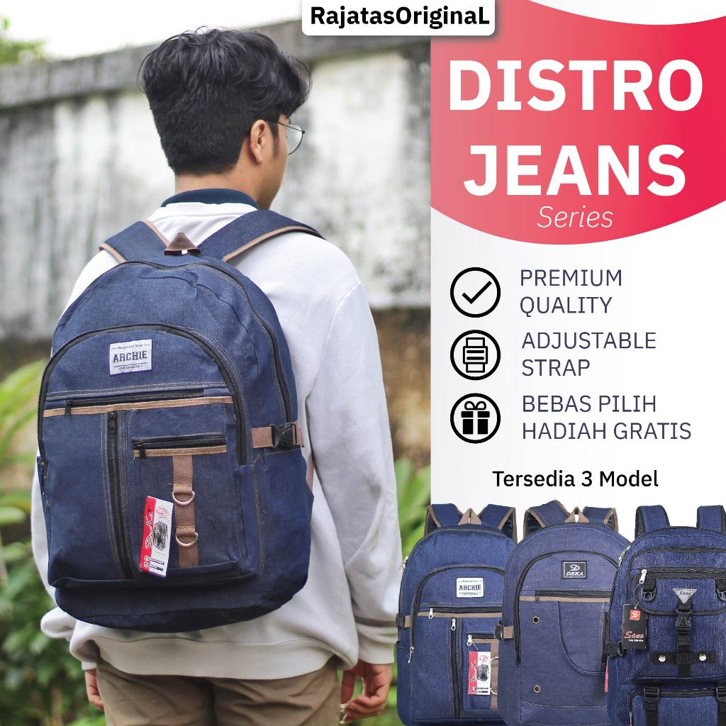 Jual Tas Distro Deka Bahan Denim Original Ransel Sekolah Kerja ...