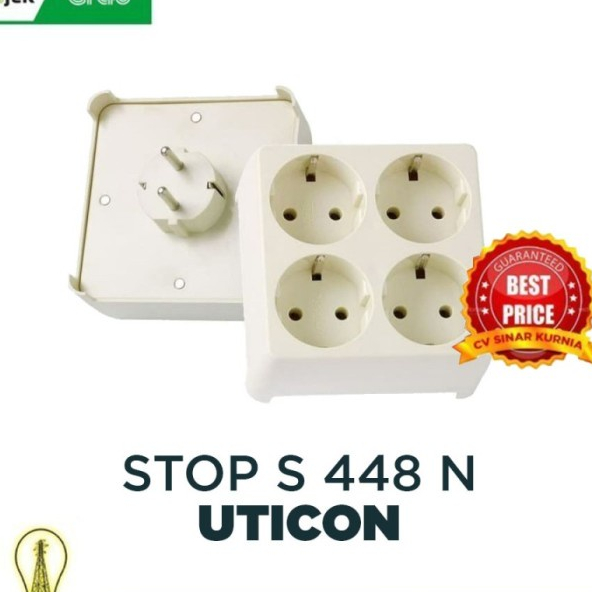 Jual STOP KONTAK UTICON 4 LOBANG SEGI + STEKER UTICON S 448 N Original ...