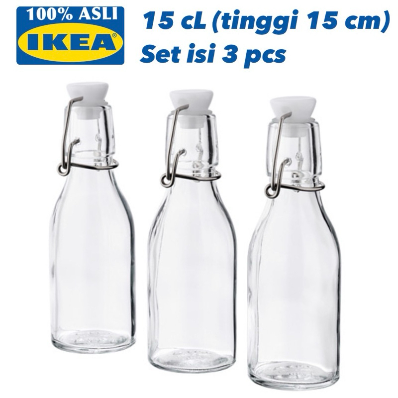 Jual Botol Minuman Kaca IKEA Korken 15 cl (set isi 3) | Shopee Indonesia
