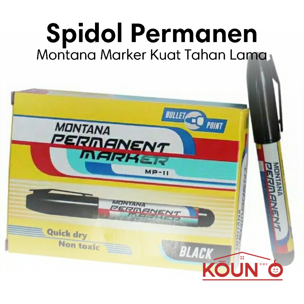 Jual Spidol Permanent Montana Hitam Round Tip Spidol Papan Tulis ...