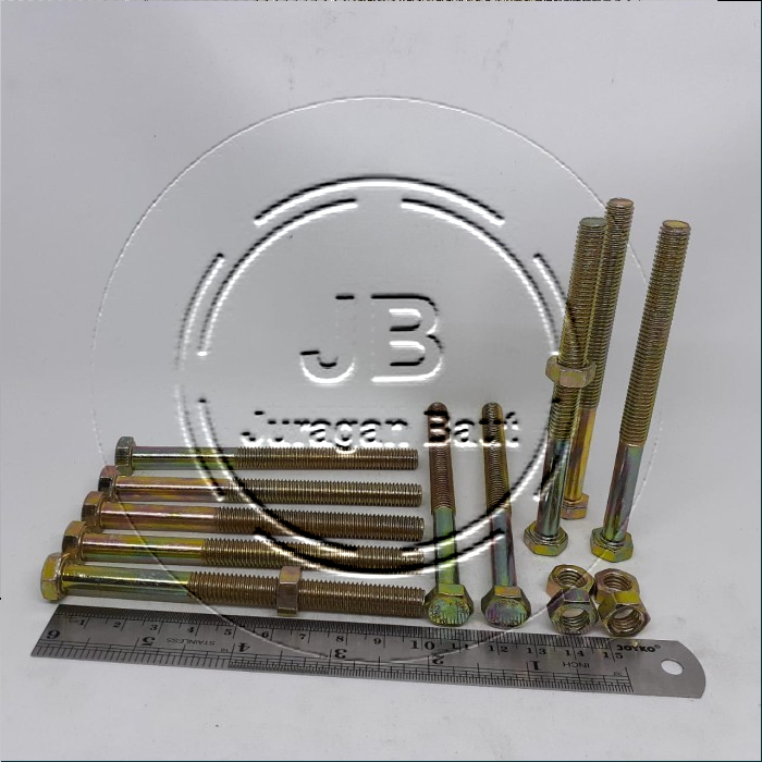 Jual BAUT KUNCI 12 MUR KUNING M8 X 100 PANJANG 10CM 10 CM 100MM 100 MM BMK M8X100 BAUT 8X100 8 X ...