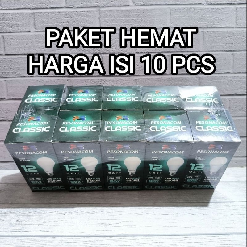 Jual PAKET ISI 10 PCS BOHLAM LAMPU LED 12 WATT PESONACOM CLASSIC CAHAYA PUTIH TERANG GARANSI 1 ...