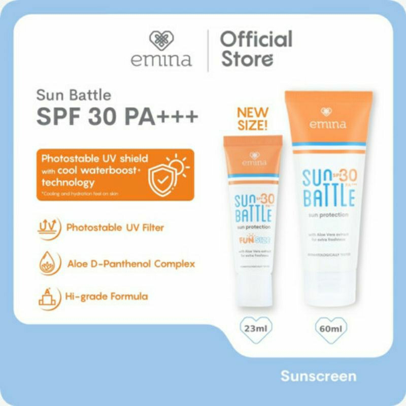 Jual Emina Sun Battle Sun Protection SPF 30 PA +++ 60 ml, Emina ...