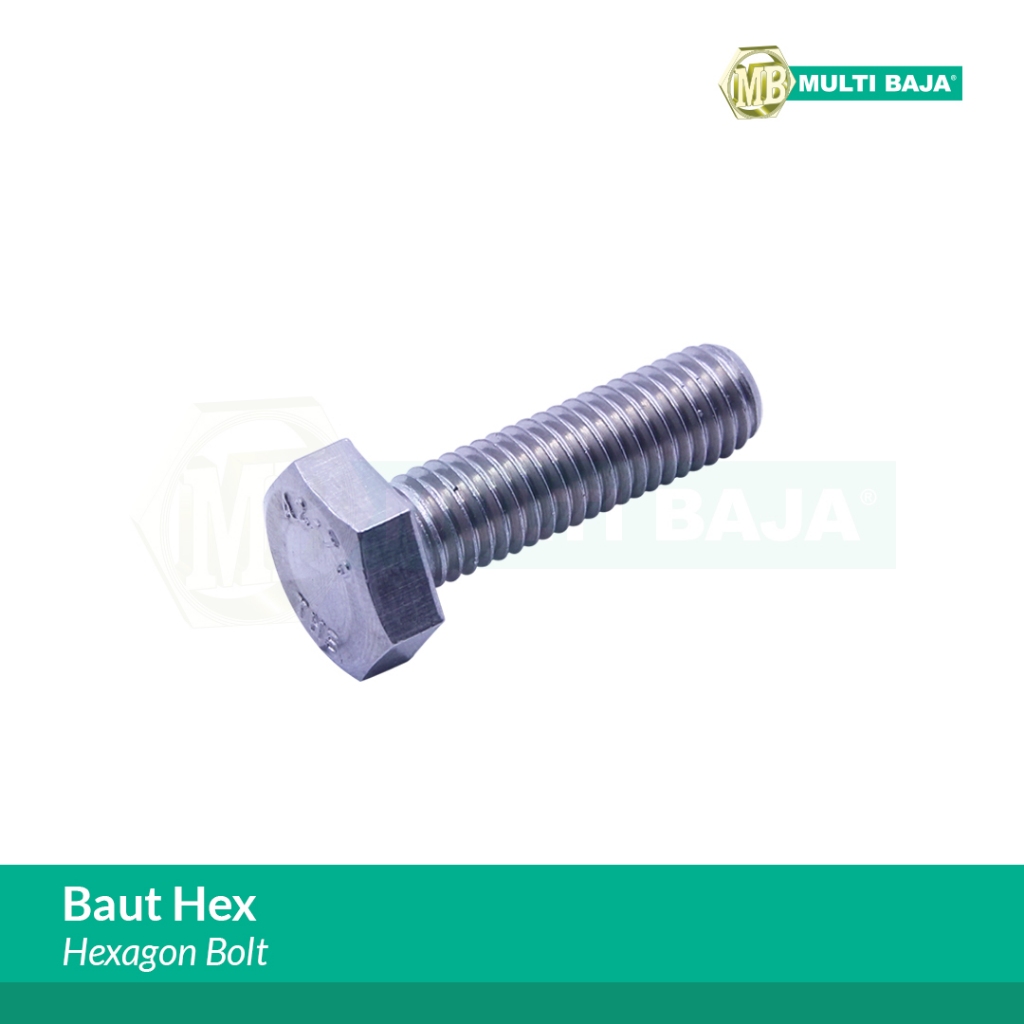 Jual Baut Hexagon Stainless Steel 304 M16 x 130 FT (Hex Bolt) | Shopee ...