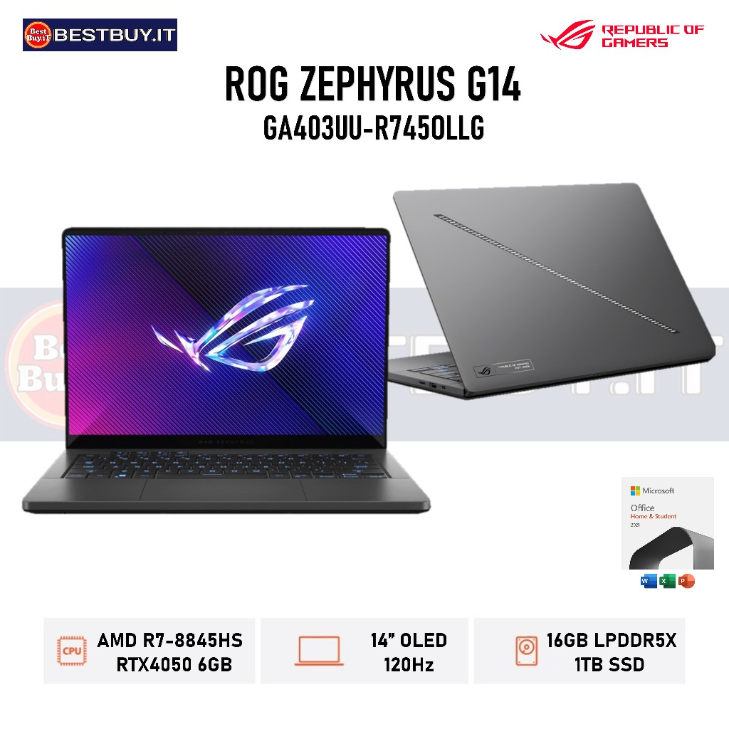 Jual ASUS ROG Zephyrus G14 GA403UU R7-8845HS 16GB 1TB RTX4050 14" OLED ...