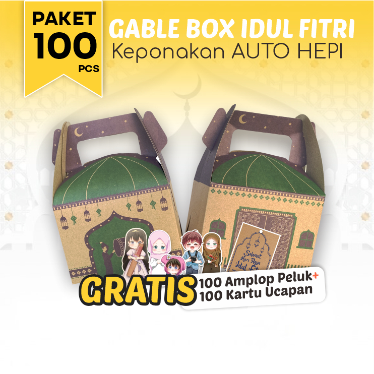 Jual 100 pcs Gable Box Hampers Lebaran Idul Fitri Anak Ponakan – Motif ...