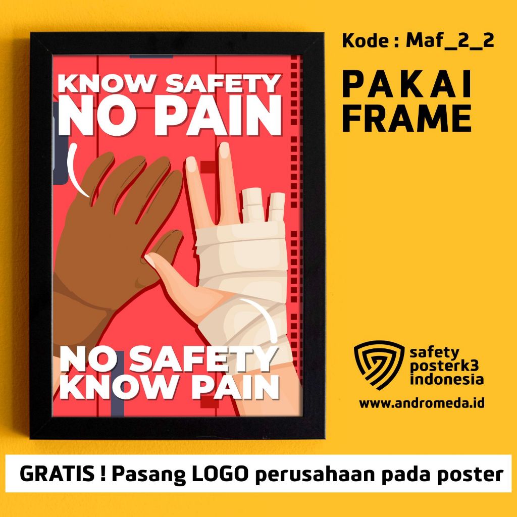 Jual Poster K3 Slogan Safety, Kampanye Keselamatan Tangan 2_2 + Frame ...