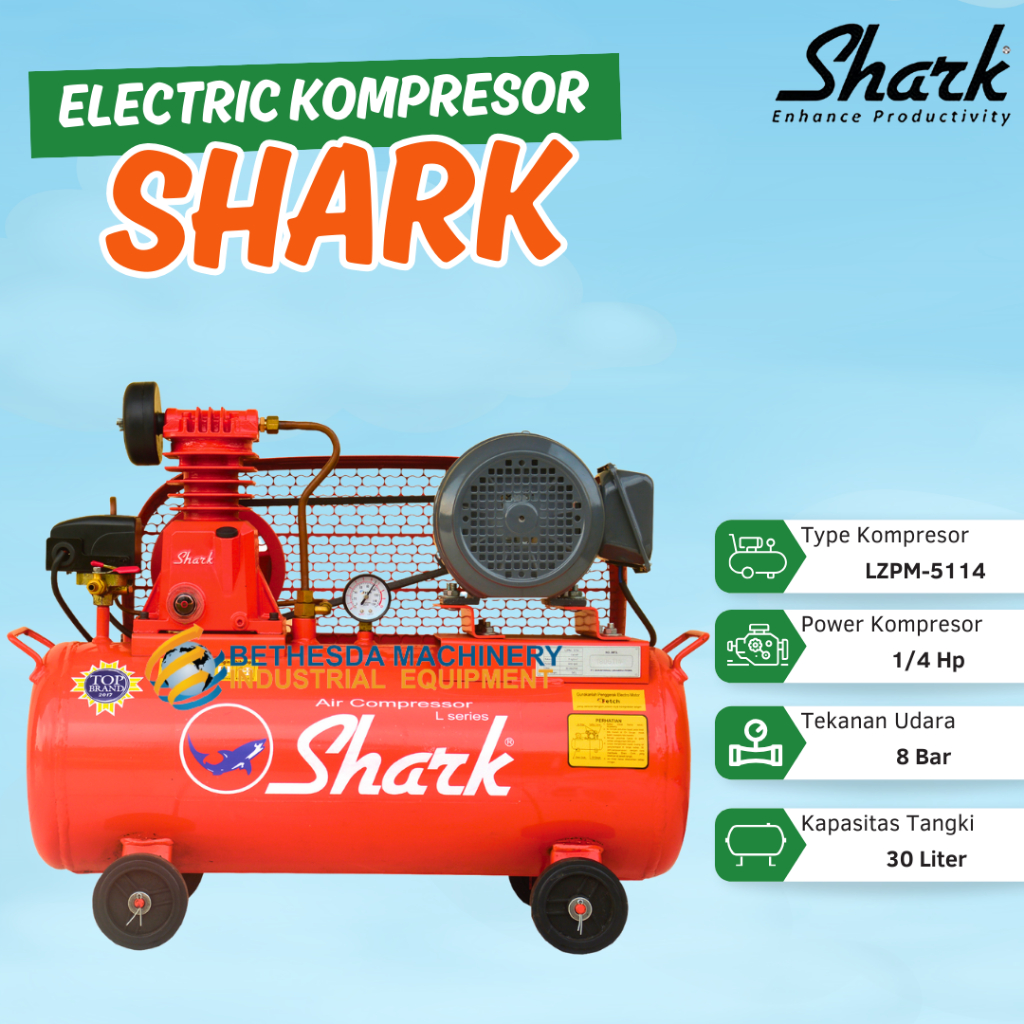 Jual Kompresor Angin Shark1/4 Pk 8 Bar Engine Dinamo 1/4 Hp 1Phase ...