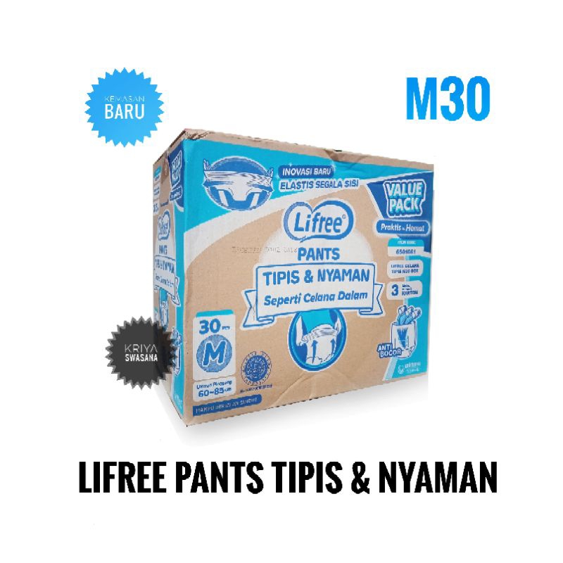 Jual LIFREE PANTS TIPIS & NYAMAN VALUE PACK M30 M 30 POPOK DEWASA KEMASAN BARU | Shopee Indonesia