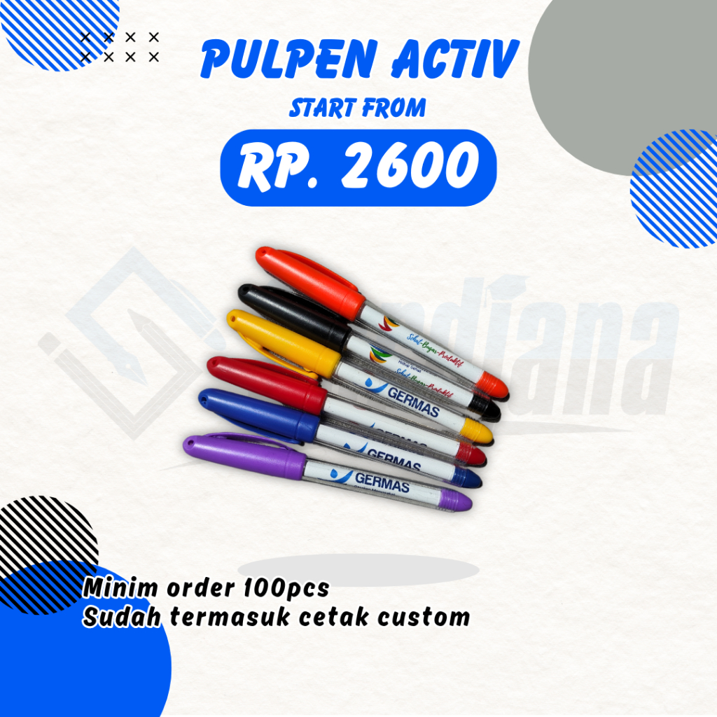 Jual Bulpen Pulpen Pen Active Cetak Custom Untuk Promosi dan Event ...