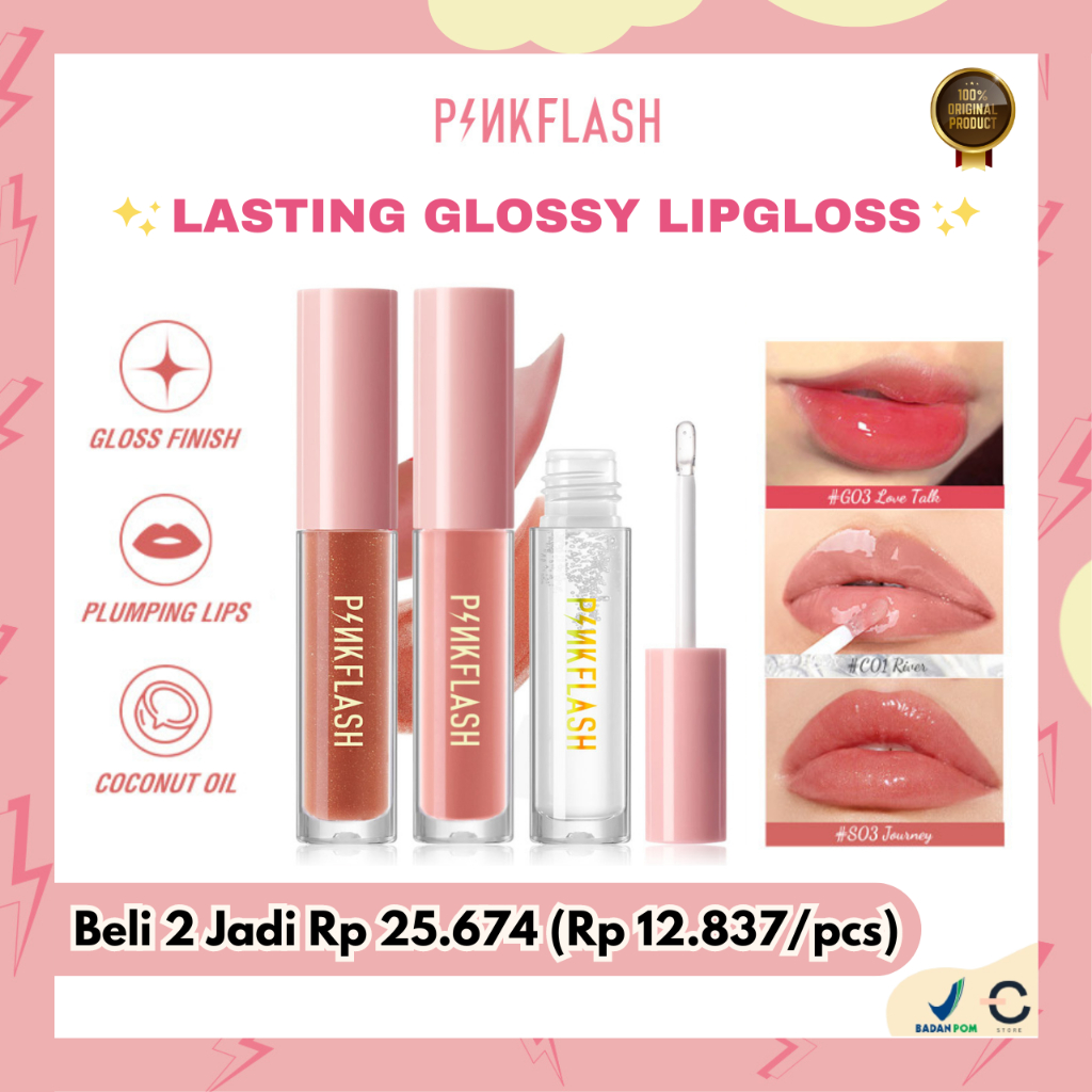 Jual [ORI BPOM] PINKFLASH Lip Gloss Waterproof Perawatan Bibir Pelembab ...