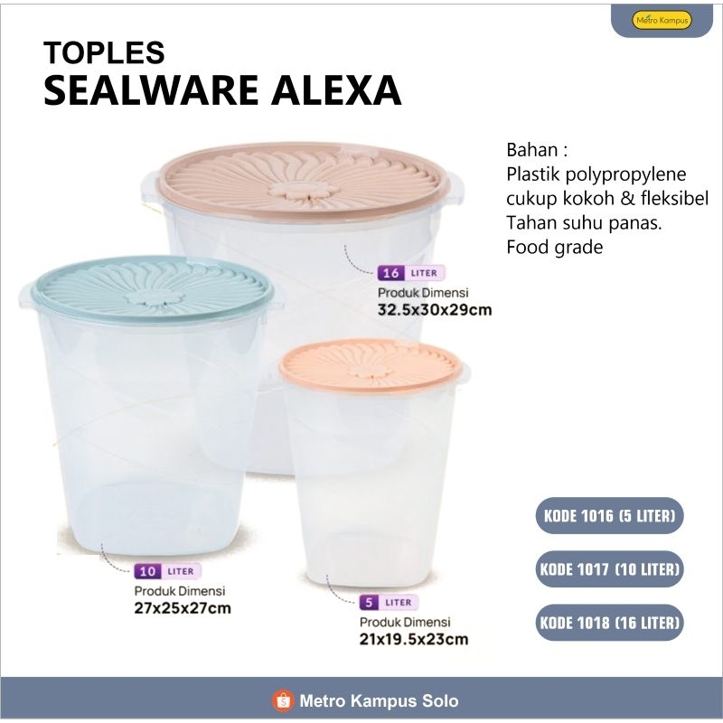 Jual HOMMY SEALWARE/Toples Bulat Alexa/Toples Plastik Kapasitas 5/10/16 Liter | Shopee Indonesia