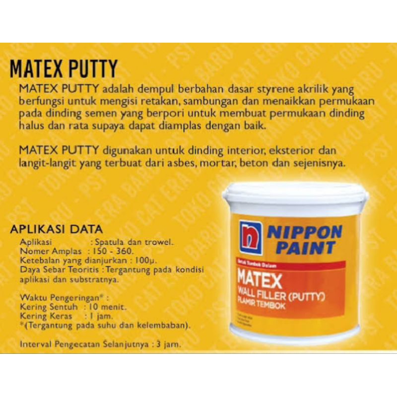 Jual Dempul Plamir Tembok Matex Nippon Paint Galon 4Kg Wall Filler Putty Plamur | Shopee Indonesia