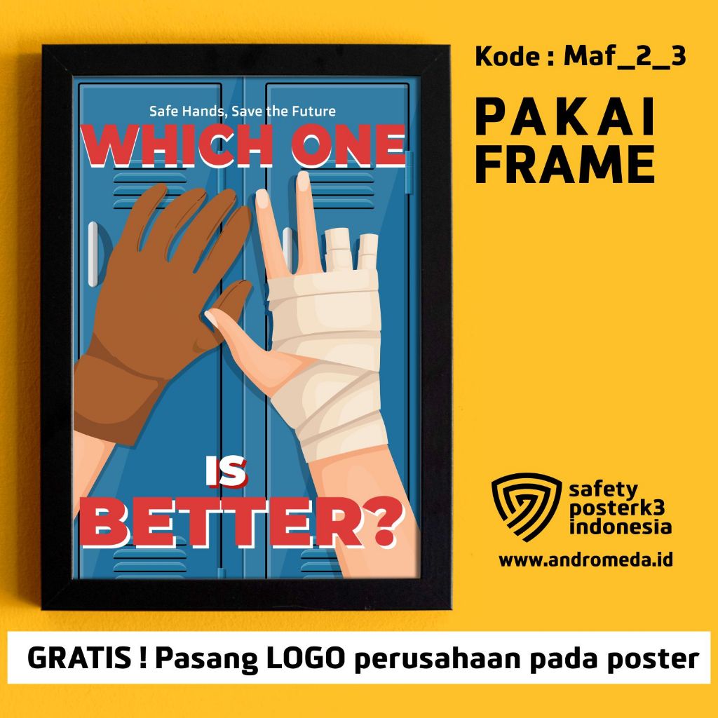 Jual Poster K3 Slogan Safety, Kampanye Keselamatan Tangan 2_3 + Frame ...