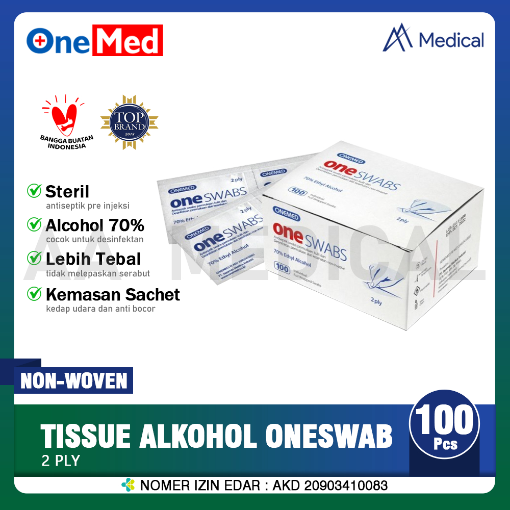 Jual ONEMED OneSwabs Tissue Alcohol Tisu Alkohol Steril Disinfektan Isi ...