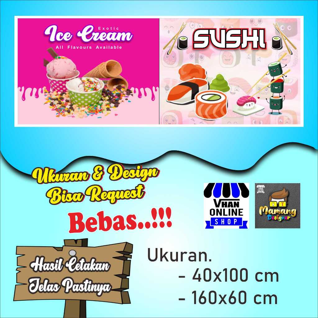 Jual Spanduk, Banner, Mmt Ice Cream Dan Sushi, Makanan Kekinian ...