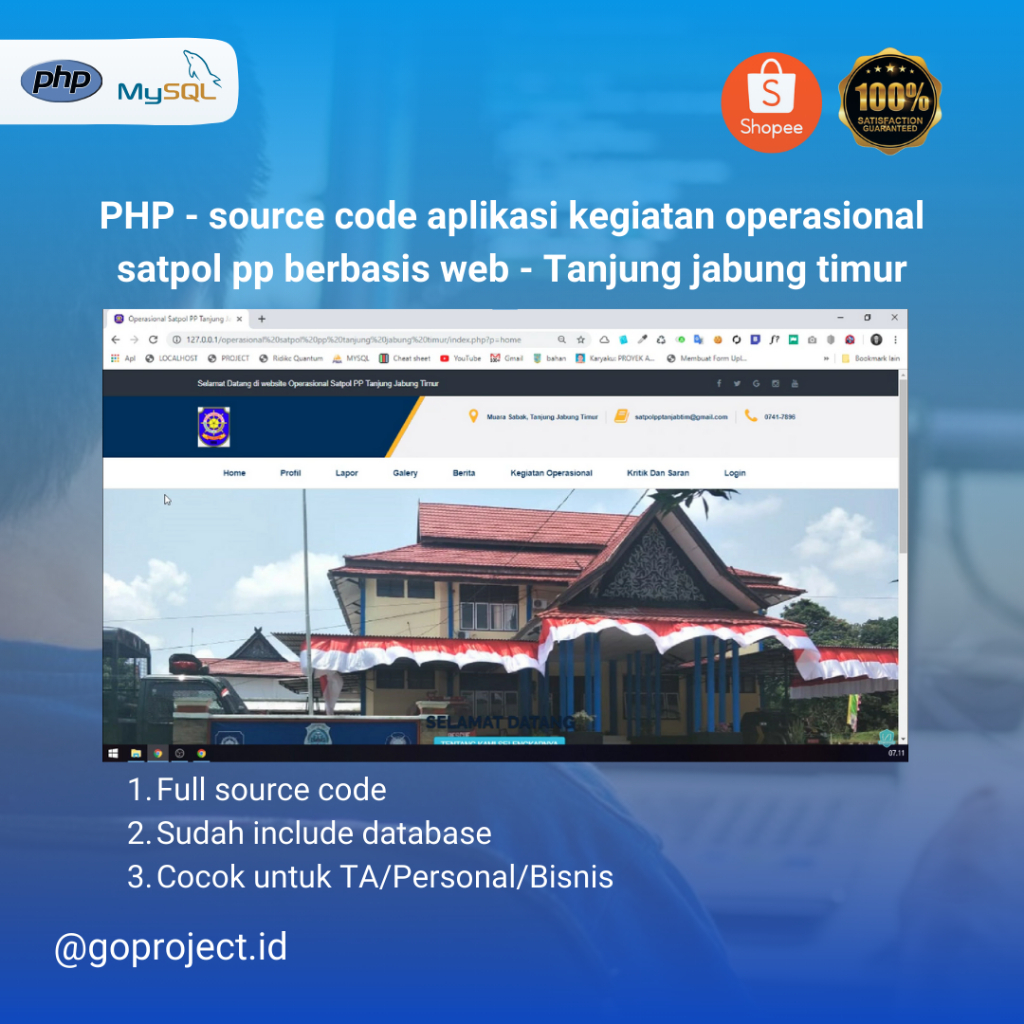 Jual PHP - source code aplikasi kegiatan operasional satpol pp berbasis web - Tanjung jabung ...