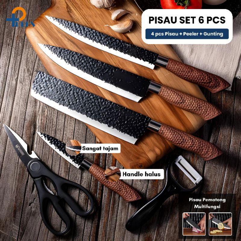 Jual [ PpLUS ] Pisau Dapur Set Tajam Kitchen Knife Set Black Knife ...