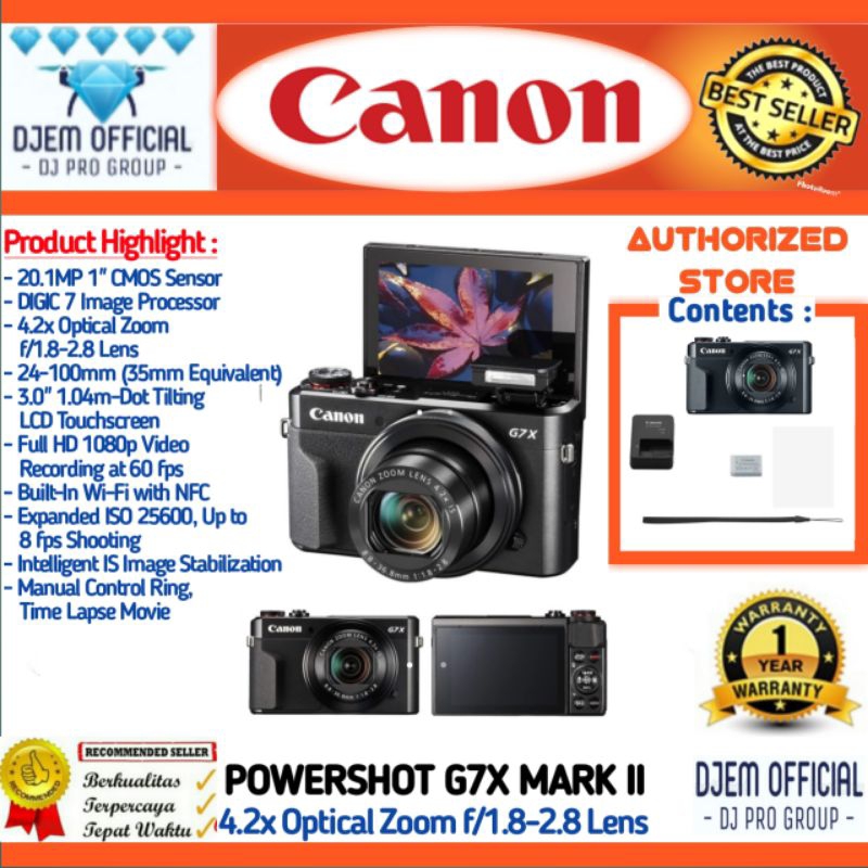 Jual CANON Powershot G7x Mark ii Digital Camera Canon G7 X M2 Canon G7Xm2 G7x2 G7 X2 20.1MP 4.2x ...