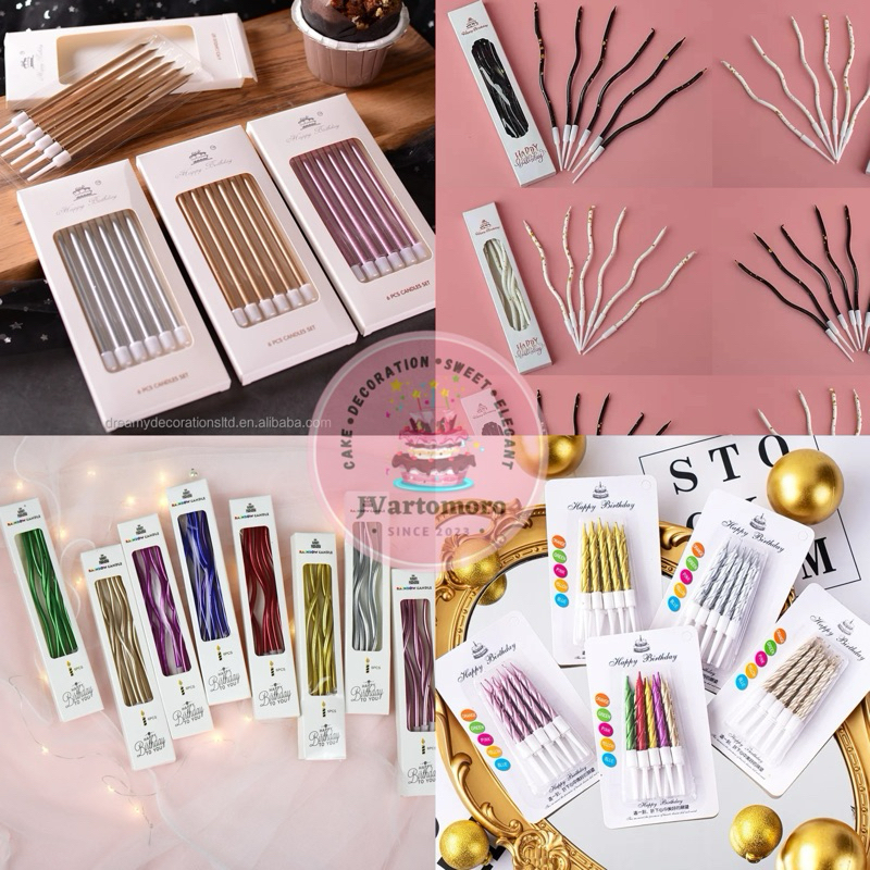 Jual LILIN Spiral Ulir Metalic Aesthetic Candle Birthday | Shopee Indonesia