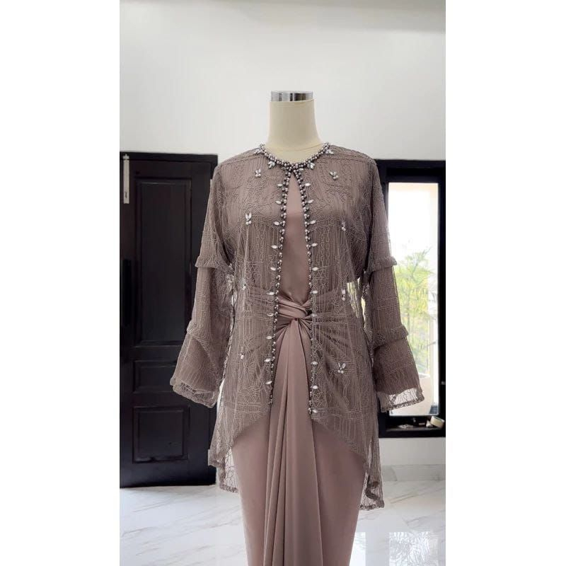 Jual Oneset Clarisa Outer Brokat Premium - Outfit Kondangan Rok lilit ...