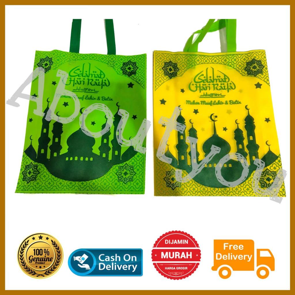 Jual GROSIR 12 Tas Tenteng LEBARAN Tas Kain Parcel Kantong Bingkisan Idul Fitri Spunbond ...