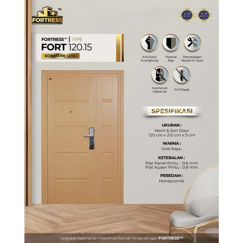 Jual FORTRESS Pintu Baja Tipe FORT 120.15 Ukuran 120x210x5 FULL SET | Shopee Indonesia