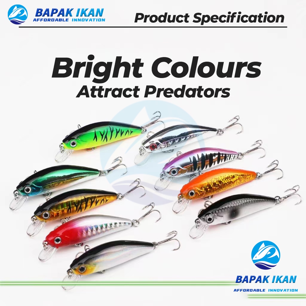 Jual Umpan Minnow Sinking Lures & Baits Fishing(5.5cm/6g) Mini Treble ...