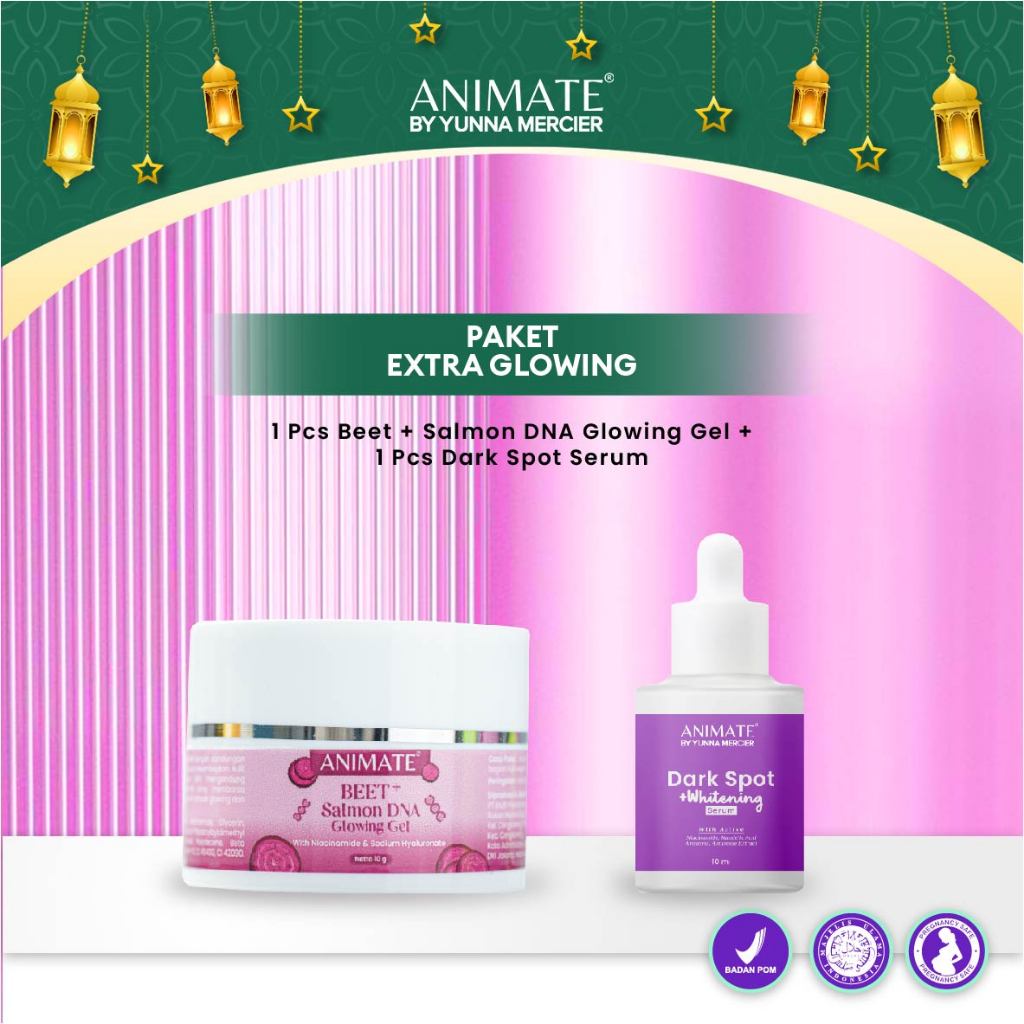Jual PAKET EXTRA GLOWING (Animate Glowing Gel Beet + Salmon DNA, Animate Dark Spot Serum ...