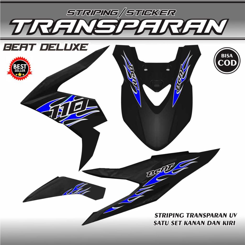 Jual STRIPING MOTOR BEAT DELUXE ISS CBS TRANSPARAN UV BENING / STIKER ...