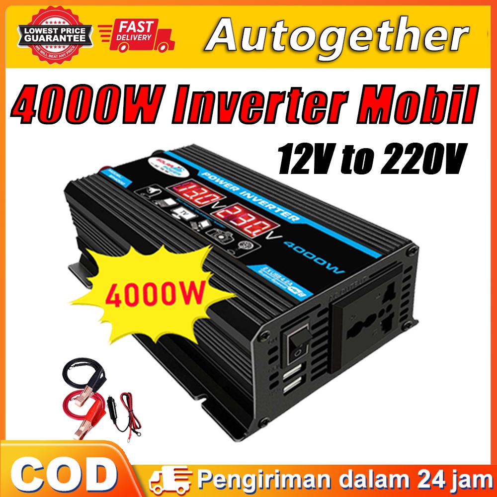 Jual 4000W Mobil Inverter 12V DC Ke 220V AC Power Converter LED Display ...