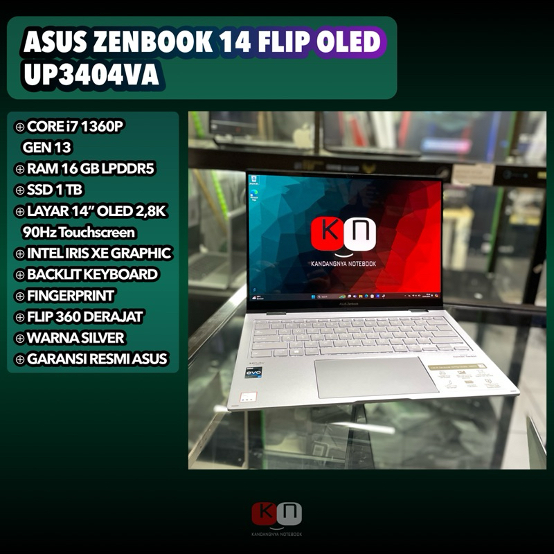 Jual Asus Zenbook 14 Flip Oled UP3404VA Core i7 1360P Ram 16GB Ssd 1TB ...