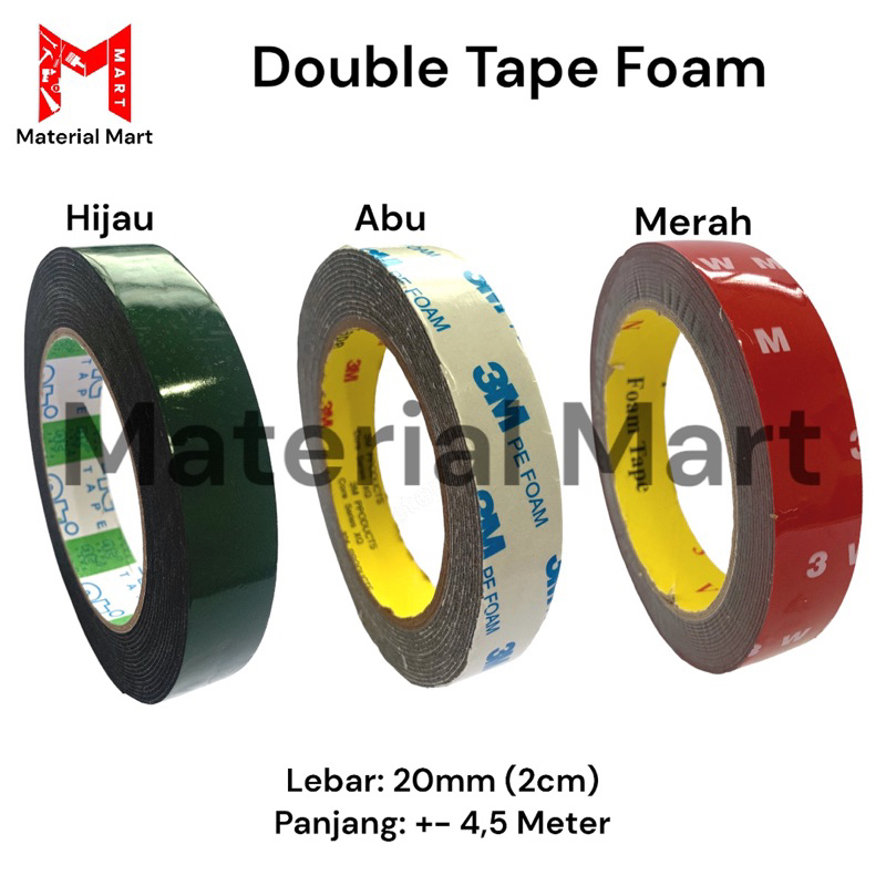 Jual Double Tape Foam 3m | Double Tape Hijau Foam | Isolasi Tip Foam 1 Inch | Material Mart ...