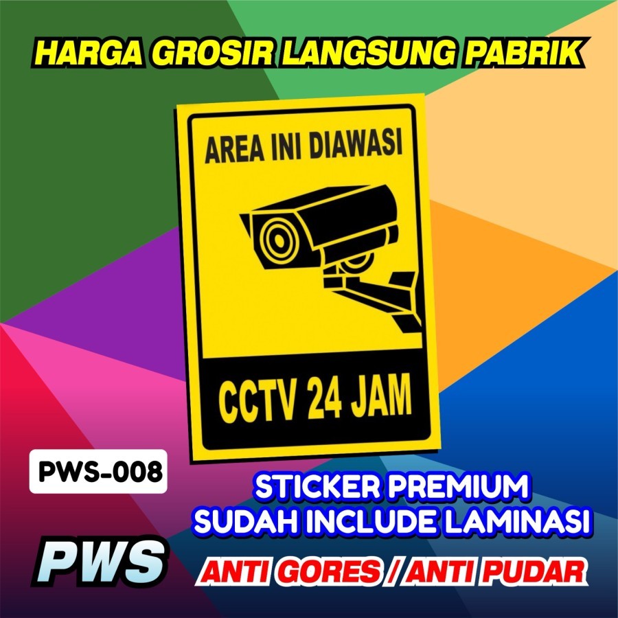 Jual Stiker Area Ini Diawasi CCTV 24 Jam / Sticker Safety Sign | Shopee Indonesia