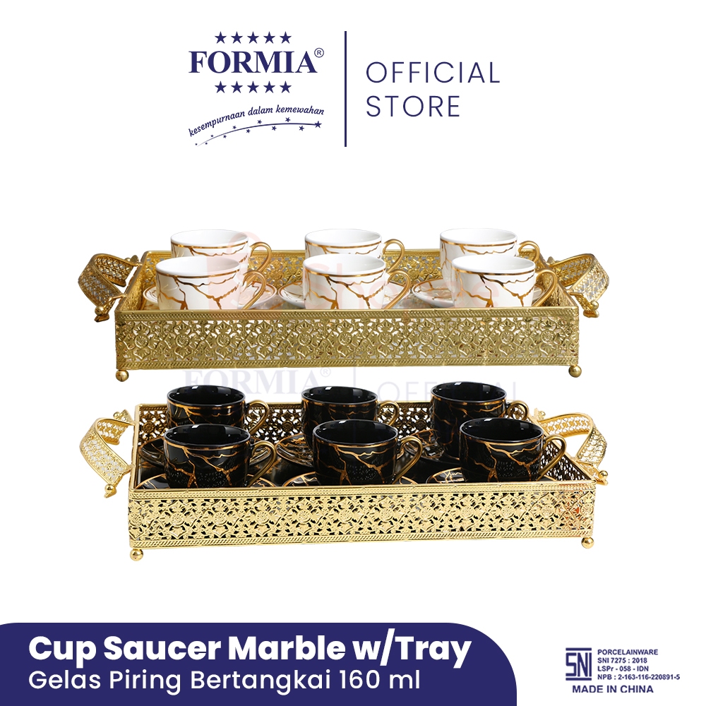 Jual Formia Cup Saucer Marble w/Tray 160 ml / set | Shopee Indonesia