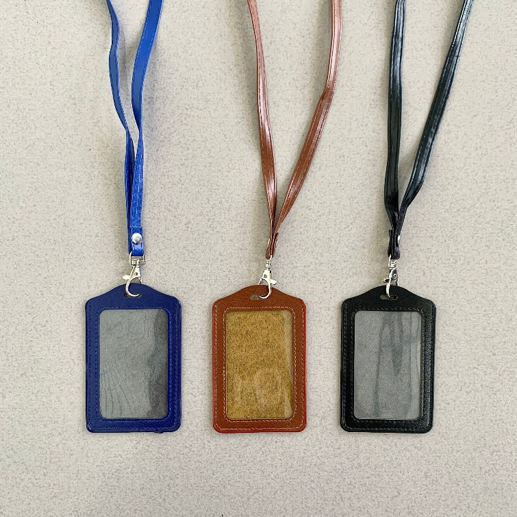 Jual Tali + ID Kulit Cantol Besi -Tempat ID Card 1 Sisi Bahan Kulit ACK ...