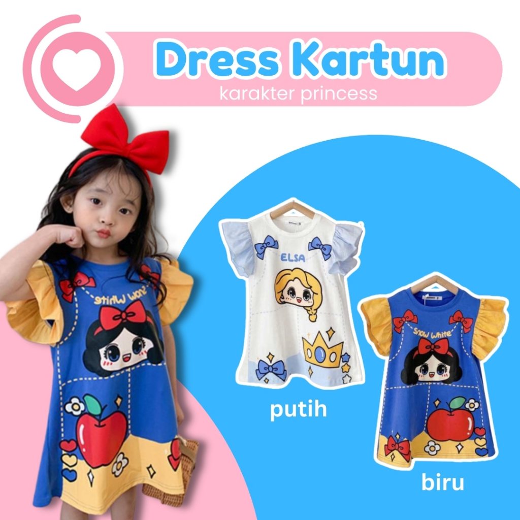 Jual [Lentera Anak] 1-8 Tahun Dress Scuba disney Anak Perempuan Putri ...
