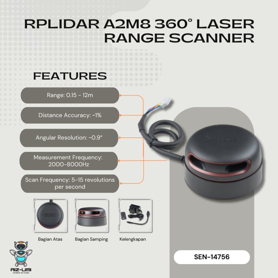 Jual RPLIDAR A2M8 - 360 Degree Lidar Laser Scanner Development Kit | Shopee Indonesia