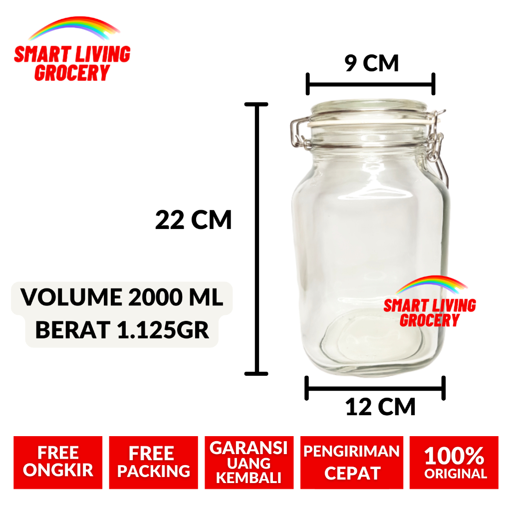 Jual TOPLES KACA KEDAP UDARA 2 LITER TOPLES BOTOL JAR TEMPAT WADAH ...