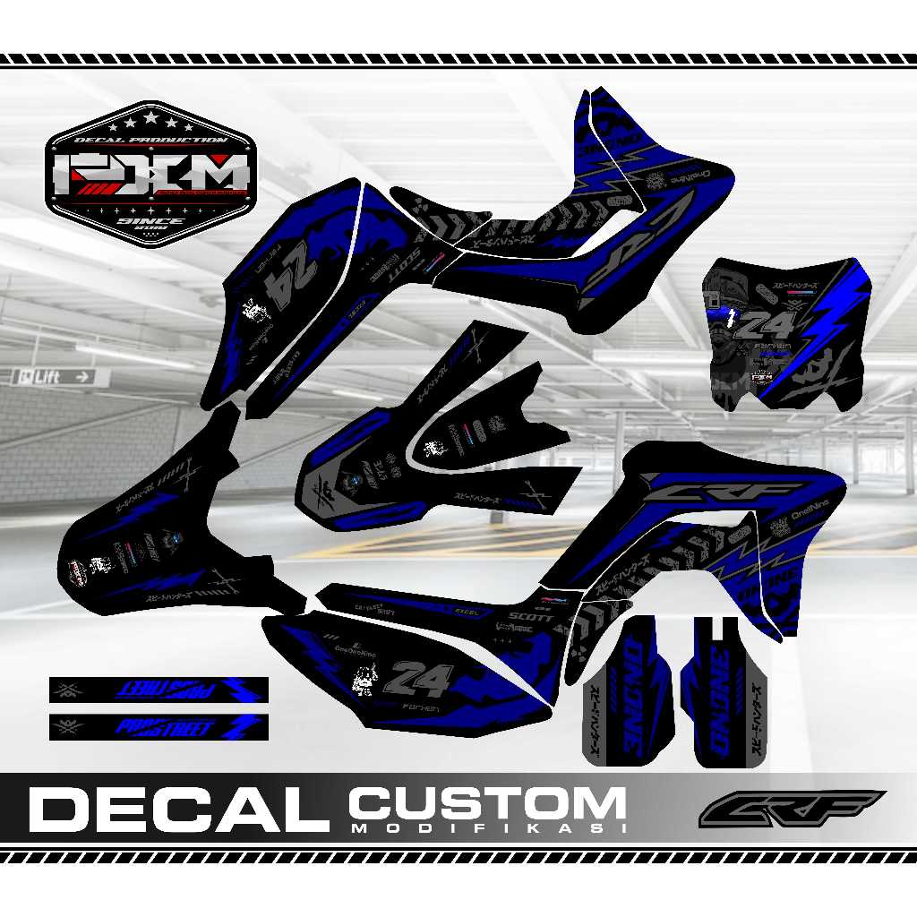 Jual DECAL CRF 150L SUPERMOTO / MOTOCROSS FULLBODY HITAM BIRU GREY ...